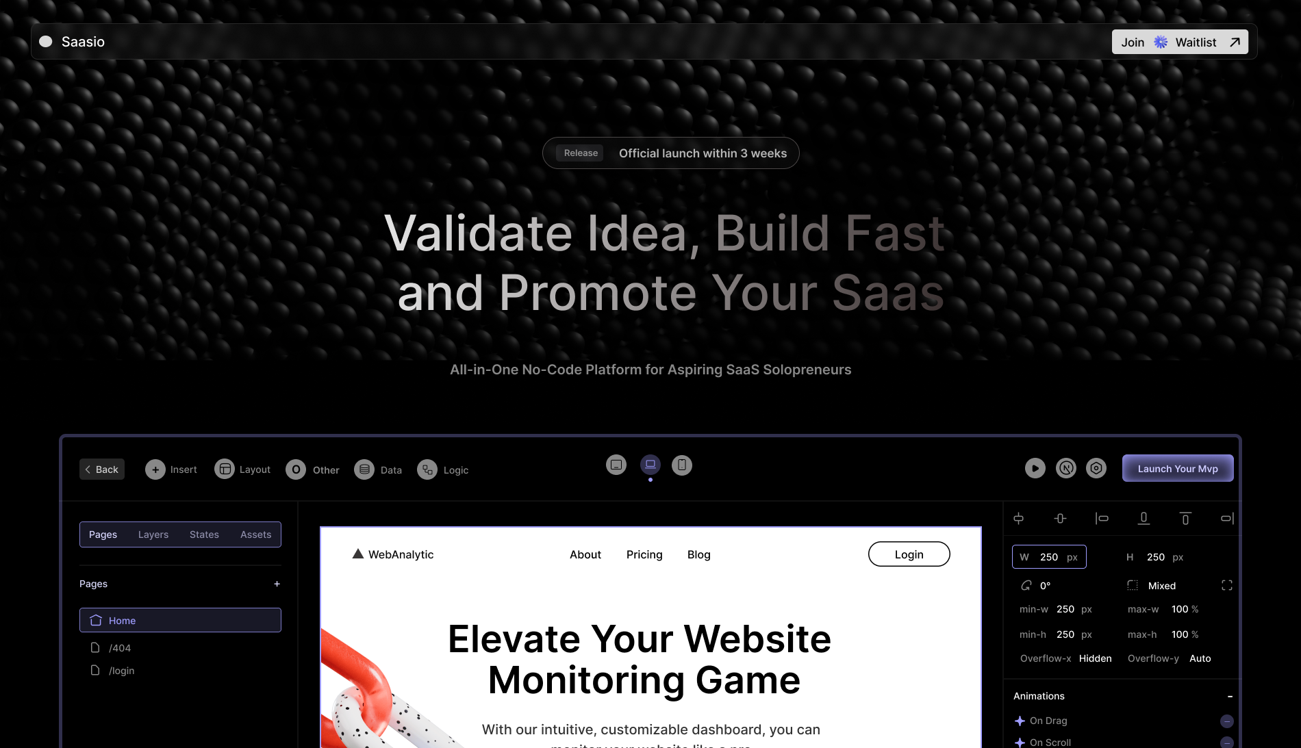Saasio - Your All-in-One No-Code SaaS Builder